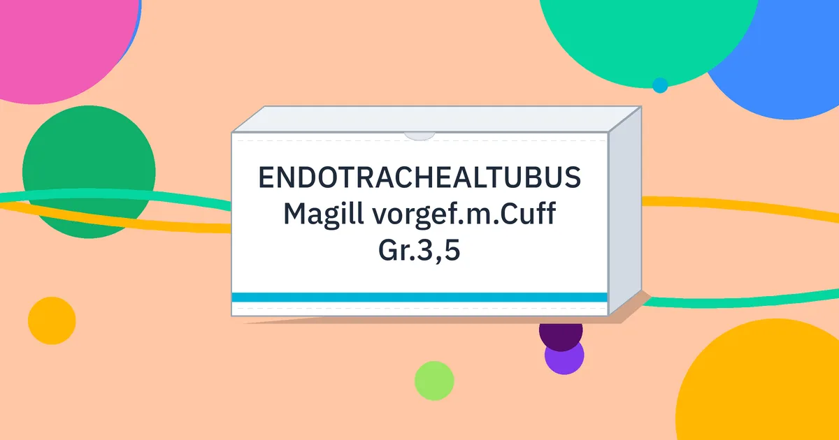 Symbolbild: Packung mit der Aufschrift ENDOTRACHEALTUBUS Magill vorgef.m.Cuff Gr.3,5 (PZN 00141195) – Verfügbarkeit und Bezug in Apotheken in Frankfurt am Main
