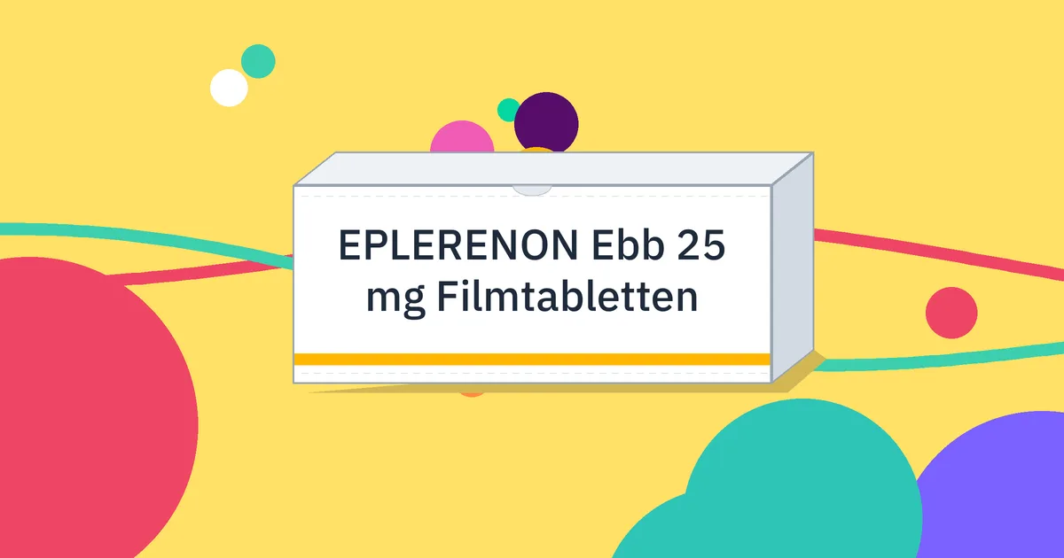 Symbolbild: Packung mit der Aufschrift EPLERENON Ebb 25 mg Filmtabletten (PZN 19979245) – Verfügbarkeit und Bezug in Apotheken in Frankfurt am Main