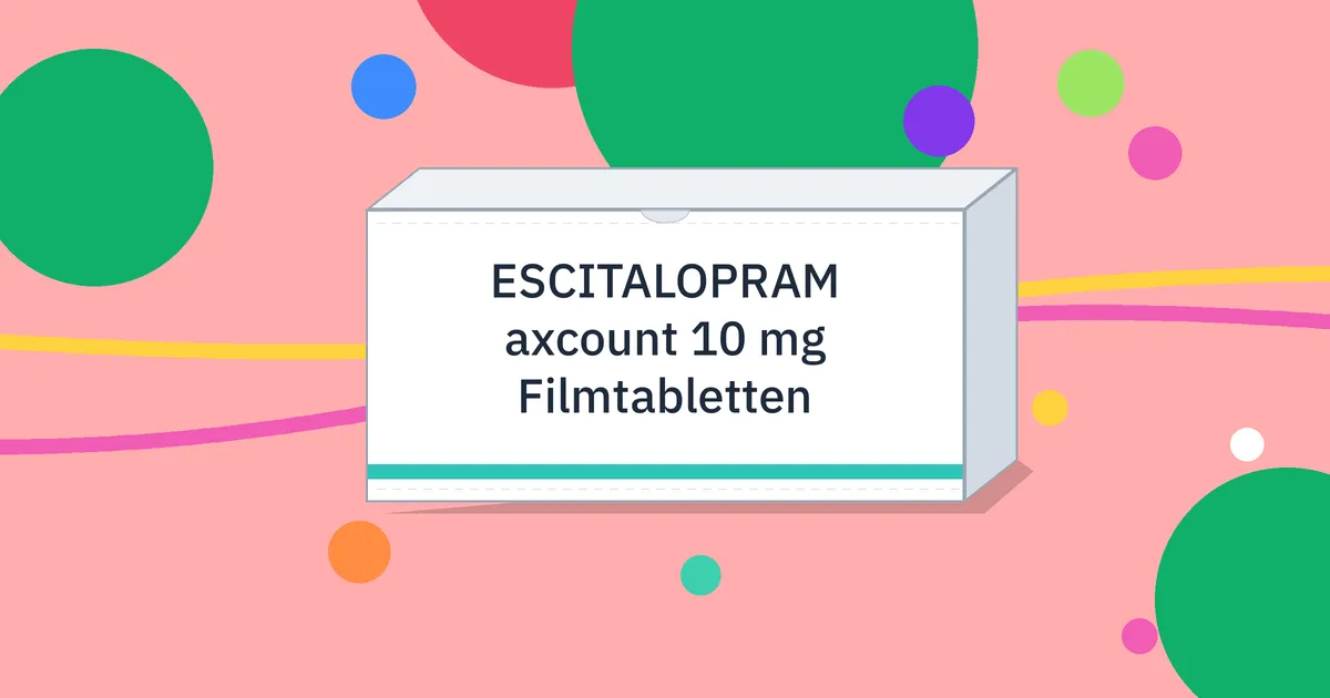 Symbolbild: Packung mit der Aufschrift ESCITALOPRAM axcount 10 mg Filmtabletten (PZN 19237880) – Verfügbarkeit und Bezug in Apotheken in Frankfurt am Main