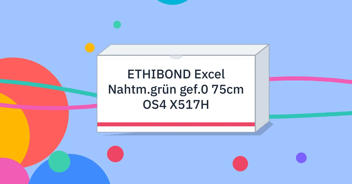 Symbolbild: Packung mit der Aufschrift ETHIBOND Excel Nahtm.grün gef.0 75cm OS4 X517H (PZN 16249894) – Verfügbarkeit und Bezug in Apotheken in Frankfurt am Main