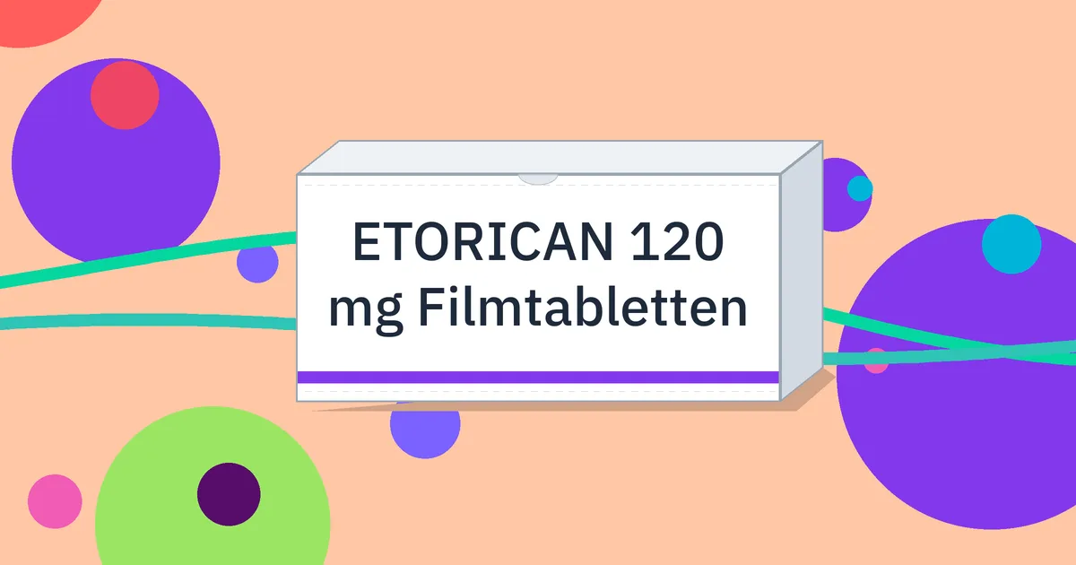 Symbolbild: Packung mit der Aufschrift ETORICAN 120 mg Filmtabletten (PZN 12652512) – Verfügbarkeit und Bezug in Apotheken in Frankfurt am Main