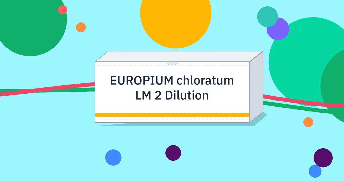 Symbolbild: Packung mit der Aufschrift EUROPIUM chloratum LM 2 Dilution (PZN 13484028) – Verfügbarkeit und Bezug in Apotheken in Frankfurt am Main