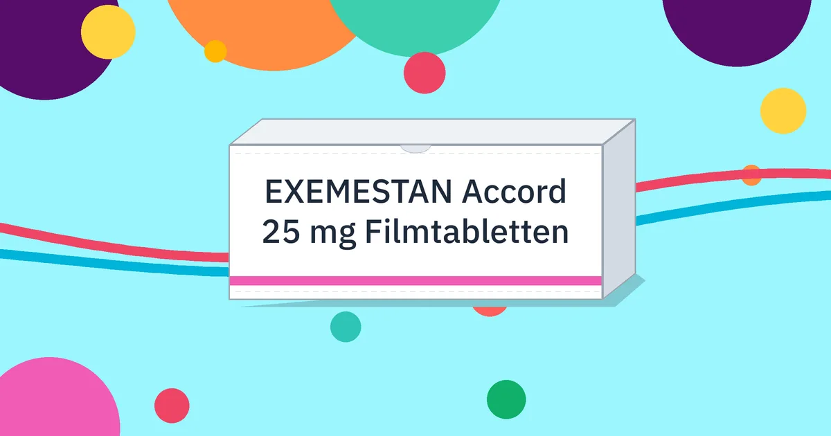 Symbolbild: Packung mit der Aufschrift EXEMESTAN Accord 25 mg Filmtabletten (PZN 19215281) – Verfügbarkeit und Bezug in Apotheken in Frankfurt am Main