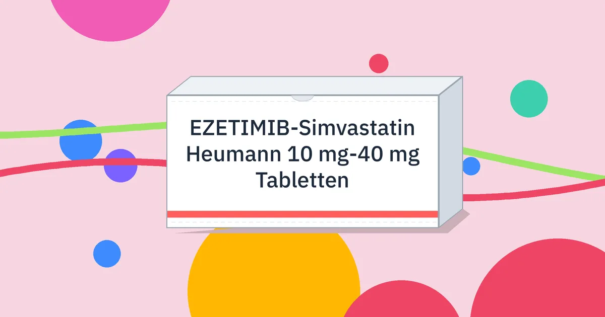 Symbolbild: Packung mit der Aufschrift EZETIMIB-Simvastatin Heumann 10 mg-40 mg Tabletten (PZN 18319564) – Verfügbarkeit und Bezug in Apotheken in Frankfurt am Main