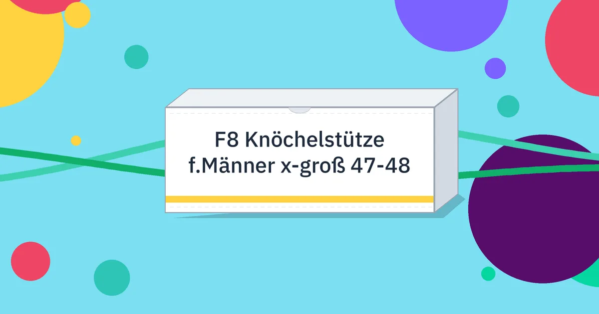 Symbolbild: Packung mit der Aufschrift F8 Knöchelstütze f.Männer x-groß 47-48 (PZN 04496268) – Verfügbarkeit und Bezug in Apotheken in Frankfurt am Main