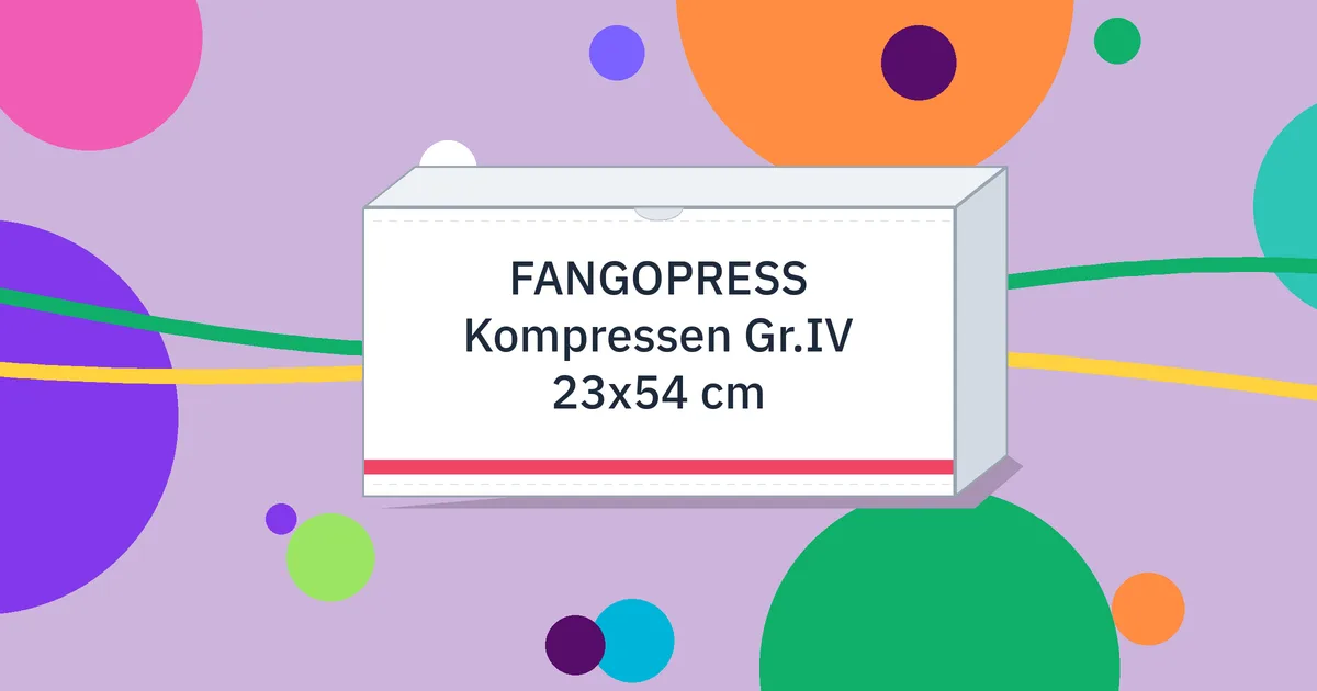 Symbolbild: Packung mit der Aufschrift FANGOPRESS Kompressen Gr.IV 23x54 cm (PZN 02478042) – Verfügbarkeit und Bezug in Apotheken in Frankfurt am Main
