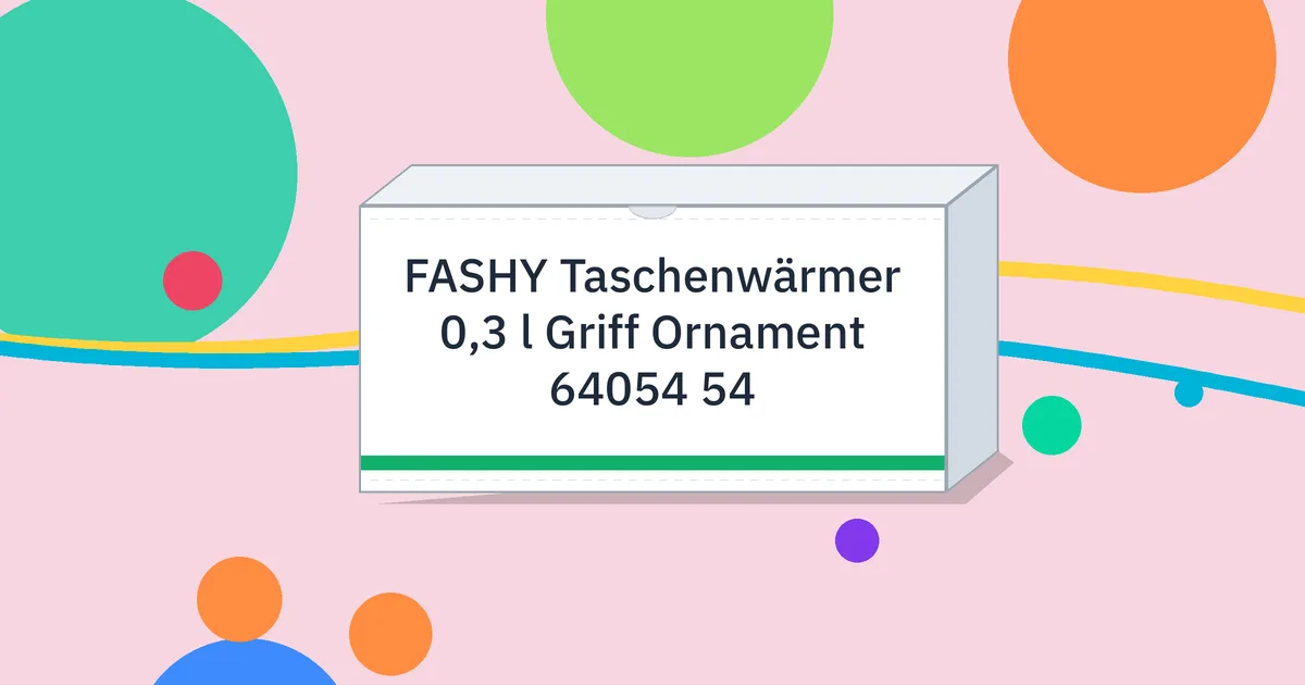 Symbolbild: Packung mit der Aufschrift FASHY Taschenwärmer 0,3 l Griff Ornament 64054 54 (PZN 19136564) – Verfügbarkeit und Bezug in Apotheken in Frankfurt am Main