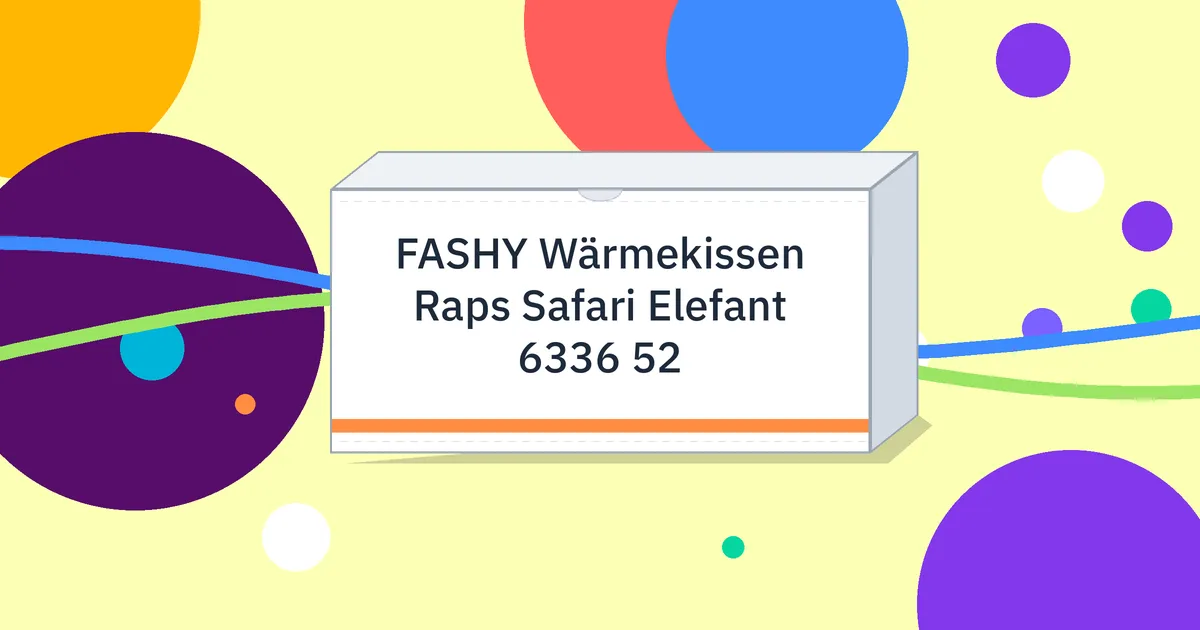 Symbolbild: Packung mit der Aufschrift FASHY Wärmekissen Raps Safari Elefant 6336 52 (PZN 14142212) – Verfügbarkeit und Bezug in Apotheken in Frankfurt am Main