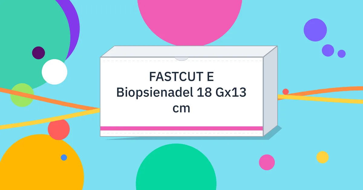 Symbolbild: Packung mit der Aufschrift FASTCUT E Biopsienadel 18 Gx13 cm (PZN 16922523) – Verfügbarkeit und Bezug in Apotheken in Frankfurt am Main