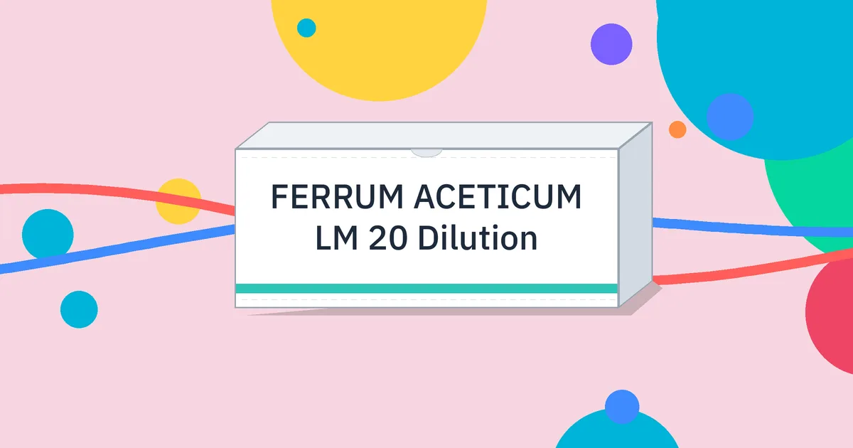 Symbolbild: Packung mit der Aufschrift FERRUM ACETICUM LM 20 Dilution (PZN 13488428) – Verfügbarkeit und Bezug in Apotheken in Frankfurt am Main