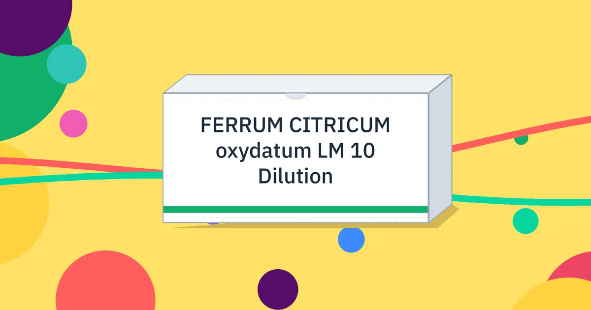 Symbolbild: Packung mit der Aufschrift FERRUM CITRICUM oxydatum LM 10 Dilution (PZN 12848439) – Verfügbarkeit und Bezug in Apotheken in Frankfurt am Main