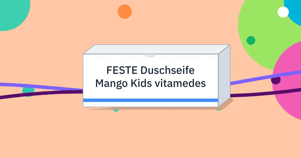 Symbolbild: Packung mit der Aufschrift FESTE Duschseife Mango Kids vitamedes (PZN 19781827) – Verfügbarkeit und Bezug in Apotheken in Frankfurt am Main