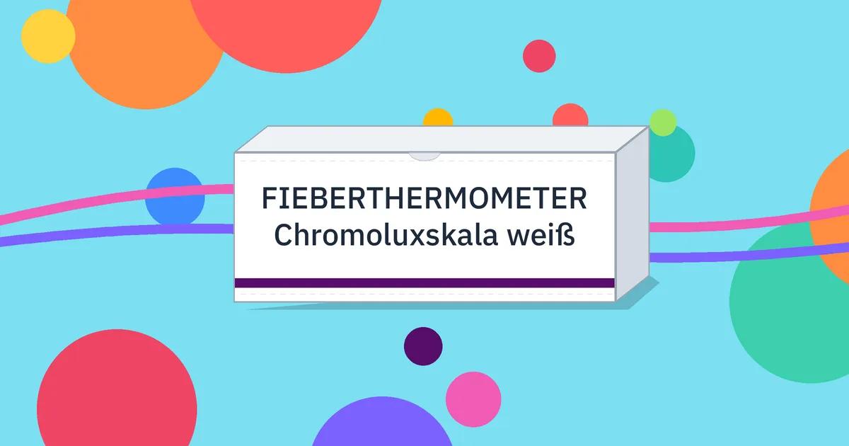 Symbolbild: Packung mit der Aufschrift FIEBERTHERMOMETER Chromoluxskala weiß (PZN 03040796) – Verfügbarkeit und Bezug in Apotheken in Frankfurt am Main