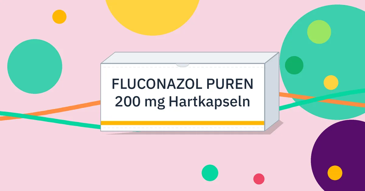 Symbolbild: Packung mit der Aufschrift FLUCONAZOL PUREN 200 mg Hartkapseln (PZN 20393177) – Verfügbarkeit und Bezug in Apotheken in Frankfurt am Main