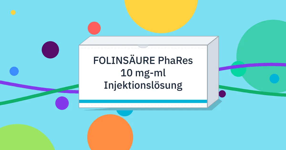 Symbolbild: Packung mit der Aufschrift FOLINSÄURE PhaRes 10 mg-ml Injektionslösung (PZN 12476618) – Verfügbarkeit und Bezug in Apotheken in Frankfurt am Main