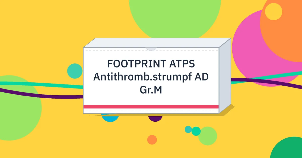 Symbolbild: Packung mit der Aufschrift FOOTPRINT ATPS Antithromb.strumpf AD Gr.M (PZN 11608420) – Verfügbarkeit und Bezug in Apotheken in Frankfurt am Main