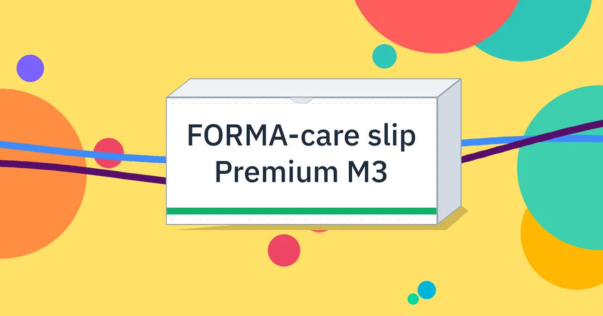Symbolbild: Packung mit der Aufschrift FORMA-care slip Premium M3 (PZN 06411098) – Verfügbarkeit und Bezug in Apotheken in Frankfurt am Main