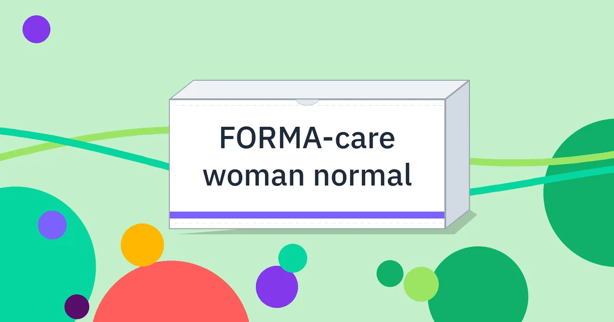 Symbolbild: Packung mit der Aufschrift FORMA-care woman normal (PZN 00809322) – Verfügbarkeit und Bezug in Apotheken in Frankfurt am Main