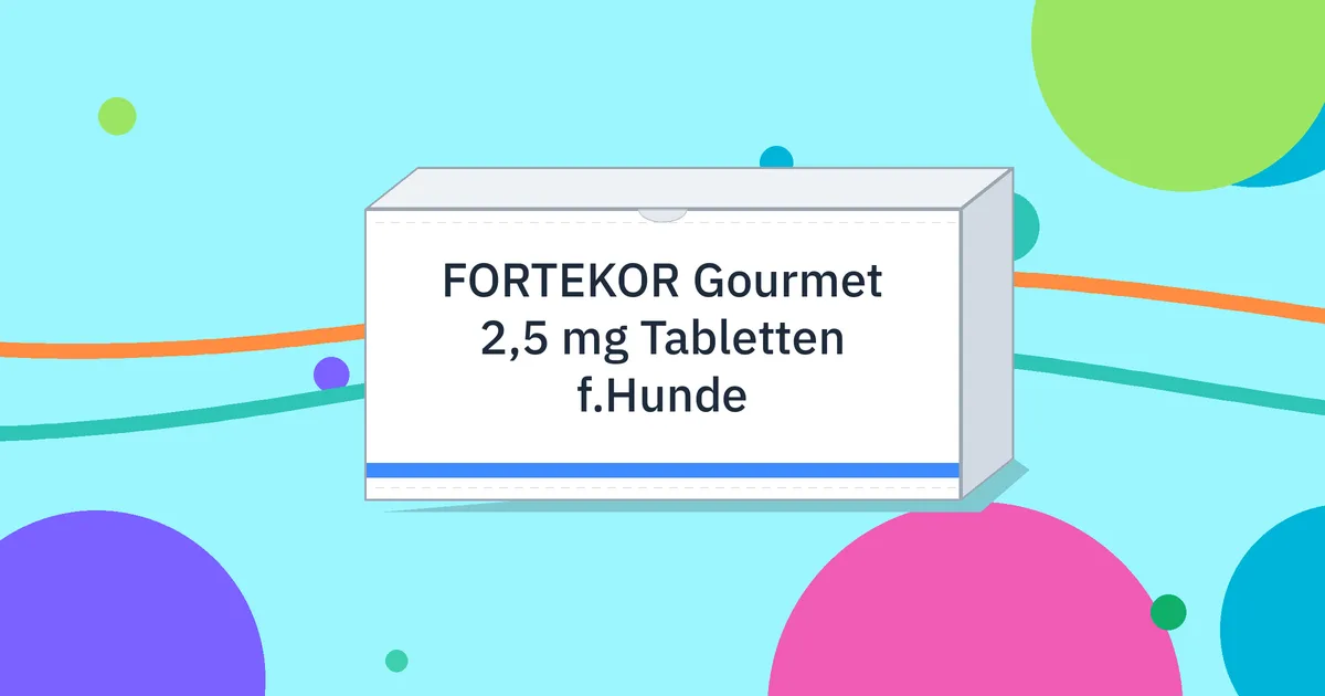 Symbolbild: Packung mit der Aufschrift FORTEKOR Gourmet 2,5 mg Tabletten f.Hunde (PZN 09714971) – Verfügbarkeit und Bezug in Apotheken in Frankfurt am Main