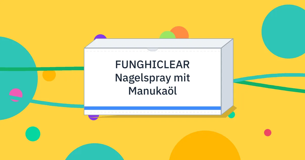 Symbolbild: Packung mit der Aufschrift FUNGHICLEAR Nagelspray mit Manukaöl (PZN 18438493) – Verfügbarkeit und Bezug in Apotheken in Frankfurt am Main