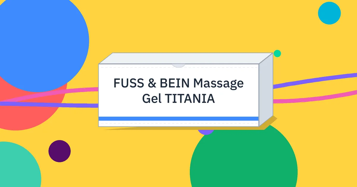 Symbolbild: Packung mit der Aufschrift FUSS & BEIN Massage Gel TITANIA (PZN 12360784) – Verfügbarkeit und Bezug in Apotheken in Frankfurt am Main