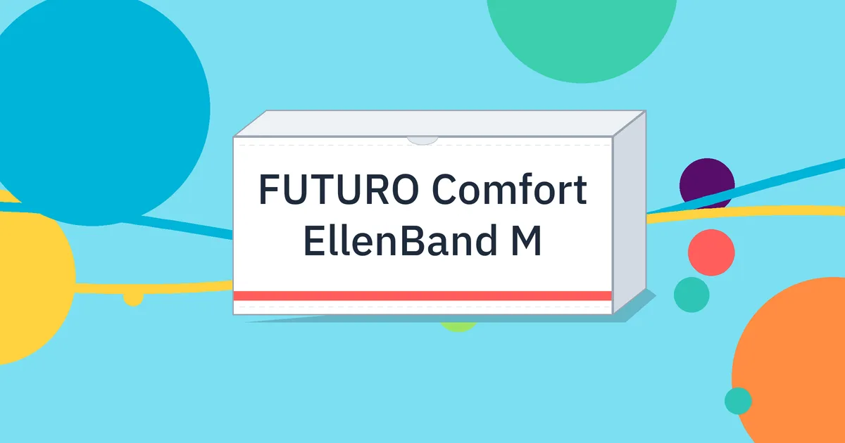 Symbolbild: Packung mit der Aufschrift FUTURO Comfort EllenBand M (PZN 06825836) – Verfügbarkeit und Bezug in Apotheken in Frankfurt am Main