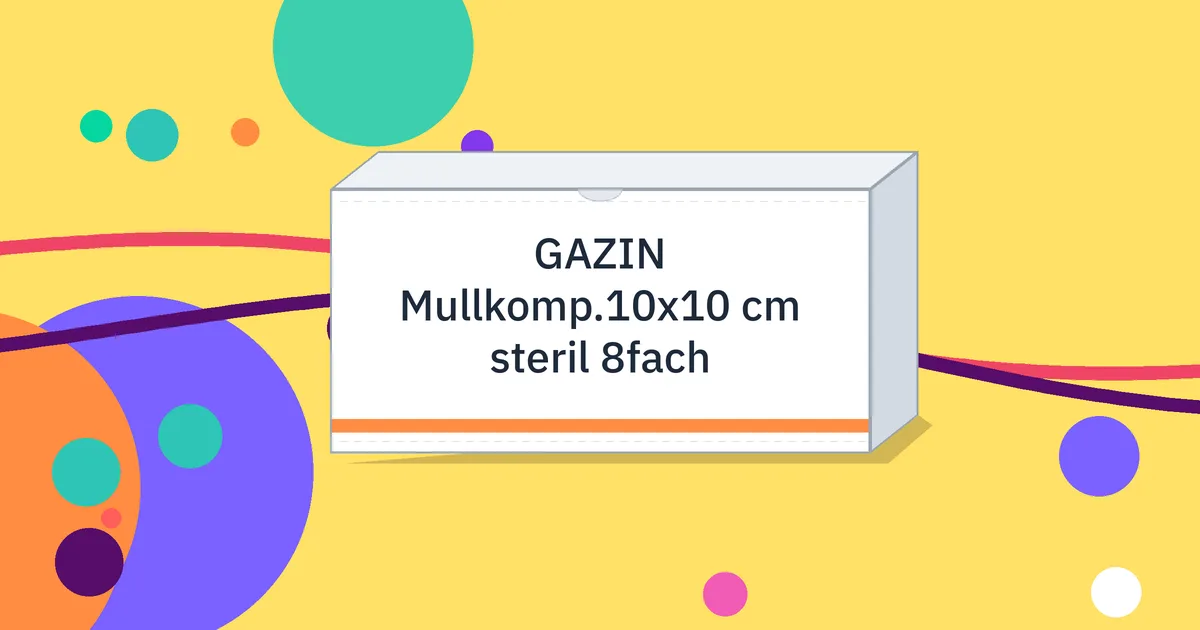 Symbolbild: Packung mit der Aufschrift GAZIN Mullkomp.10x10 cm steril 8fach (PZN 17451876) – Verfügbarkeit und Bezug in Apotheken in Frankfurt am Main