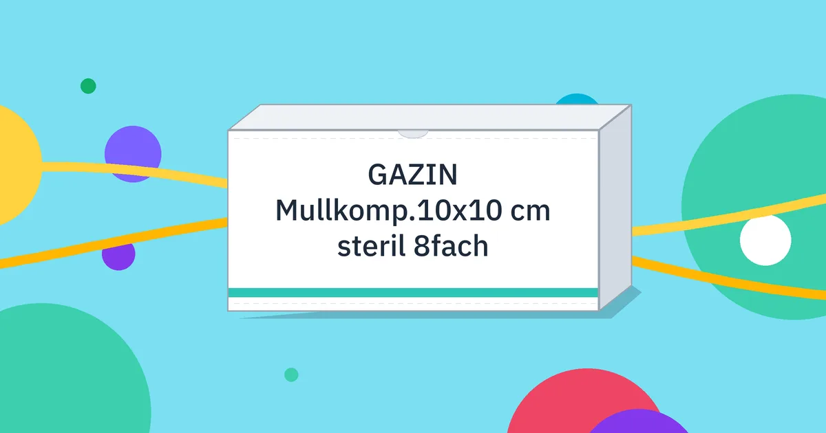 Symbolbild: Packung mit der Aufschrift GAZIN Mullkomp.10x10 cm steril 8fach (PZN 19700898) – Verfügbarkeit und Bezug in Apotheken in Frankfurt am Main
