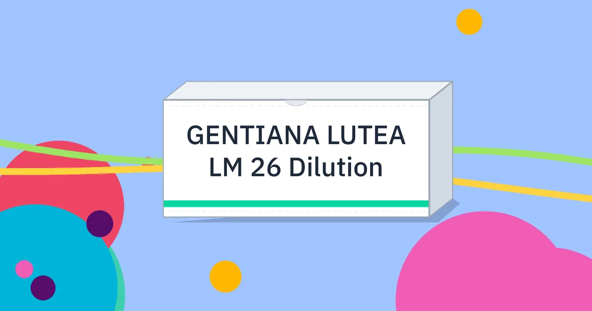 Symbolbild: Packung mit der Aufschrift GENTIANA LUTEA LM 26 Dilution (PZN 12876387) – Verfügbarkeit und Bezug in Apotheken in Frankfurt am Main