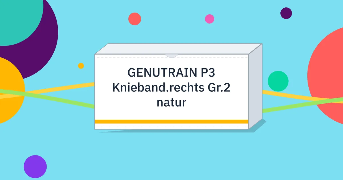Symbolbild: Packung mit der Aufschrift GENUTRAIN P3 Knieband.rechts Gr.2 natur (PZN 01284732) – Verfügbarkeit und Bezug in Apotheken in Frankfurt am Main