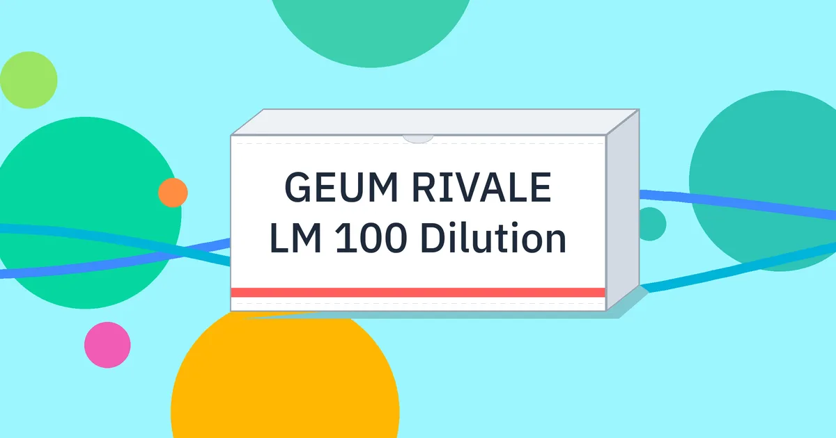 Symbolbild: Packung mit der Aufschrift GEUM RIVALE LM 100 Dilution (PZN 13543104) – Verfügbarkeit und Bezug in Apotheken in Frankfurt am Main