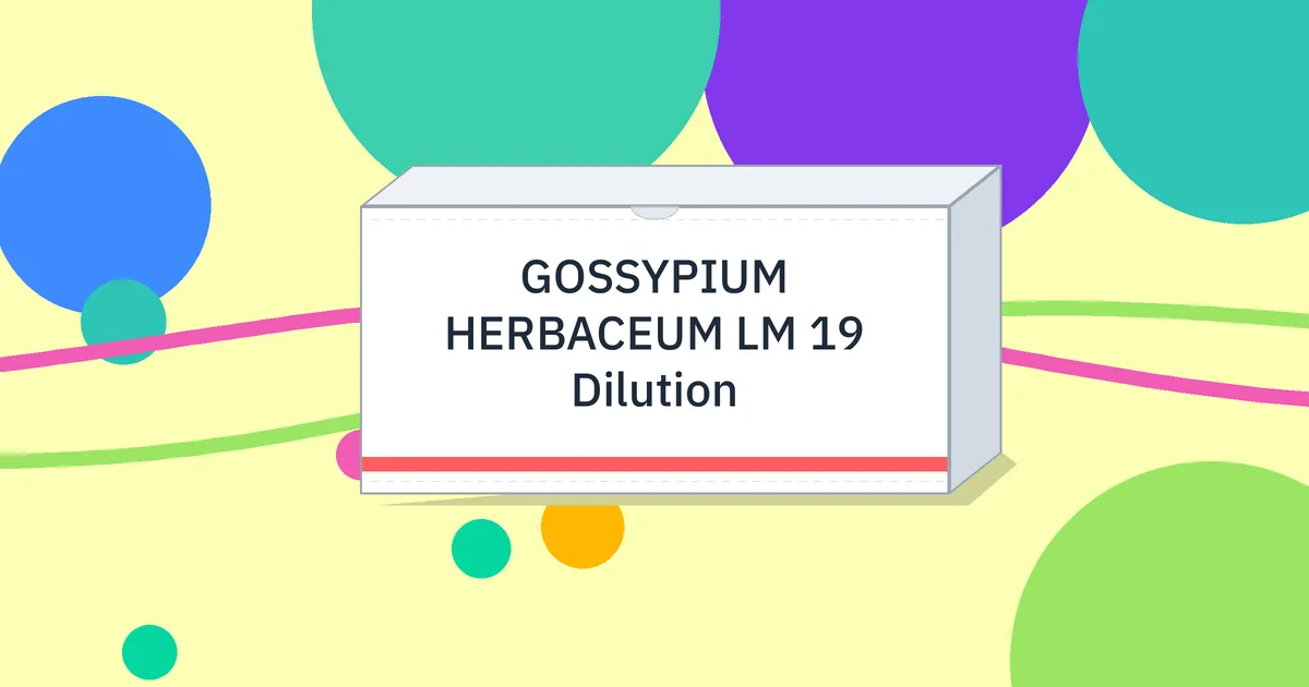 Symbolbild: Packung mit der Aufschrift GOSSYPIUM HERBACEUM LM 19 Dilution (PZN 13545675) – Verfügbarkeit und Bezug in Apotheken in Frankfurt am Main