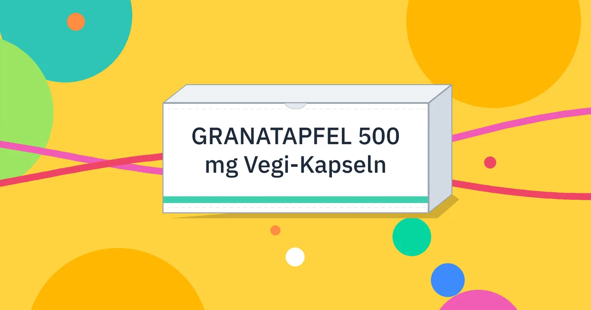 Symbolbild: Packung mit der Aufschrift GRANATAPFEL 500 mg Vegi-Kapseln (PZN 16396483) – Verfügbarkeit und Bezug in Apotheken in Frankfurt am Main
