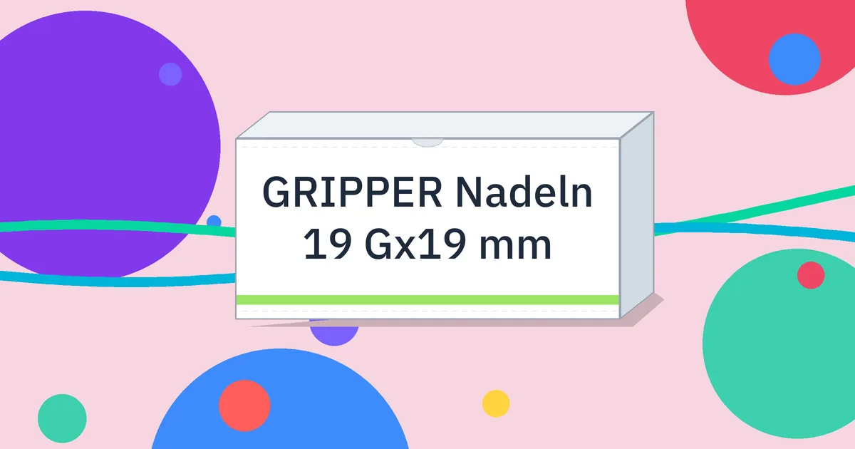 Symbolbild: Packung mit der Aufschrift GRIPPER Nadeln 19 Gx19 mm (PZN 05495791) – Verfügbarkeit und Bezug in Apotheken in Frankfurt am Main