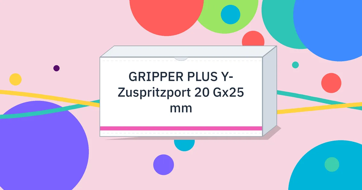 Symbolbild: Packung mit der Aufschrift GRIPPER PLUS Y-Zuspritzport 20 Gx25 mm (PZN 09675604) – Verfügbarkeit und Bezug in Apotheken in Frankfurt am Main