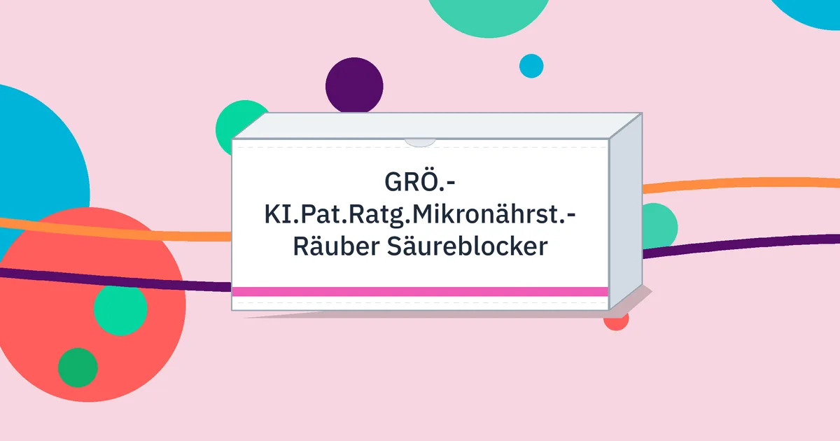 Symbolbild: Packung mit der Aufschrift GRÖ.-KI.Pat.Ratg.Mikronährst.-Räuber Säureblocker (PZN 13923858) – Verfügbarkeit und Bezug in Apotheken in Frankfurt am Main