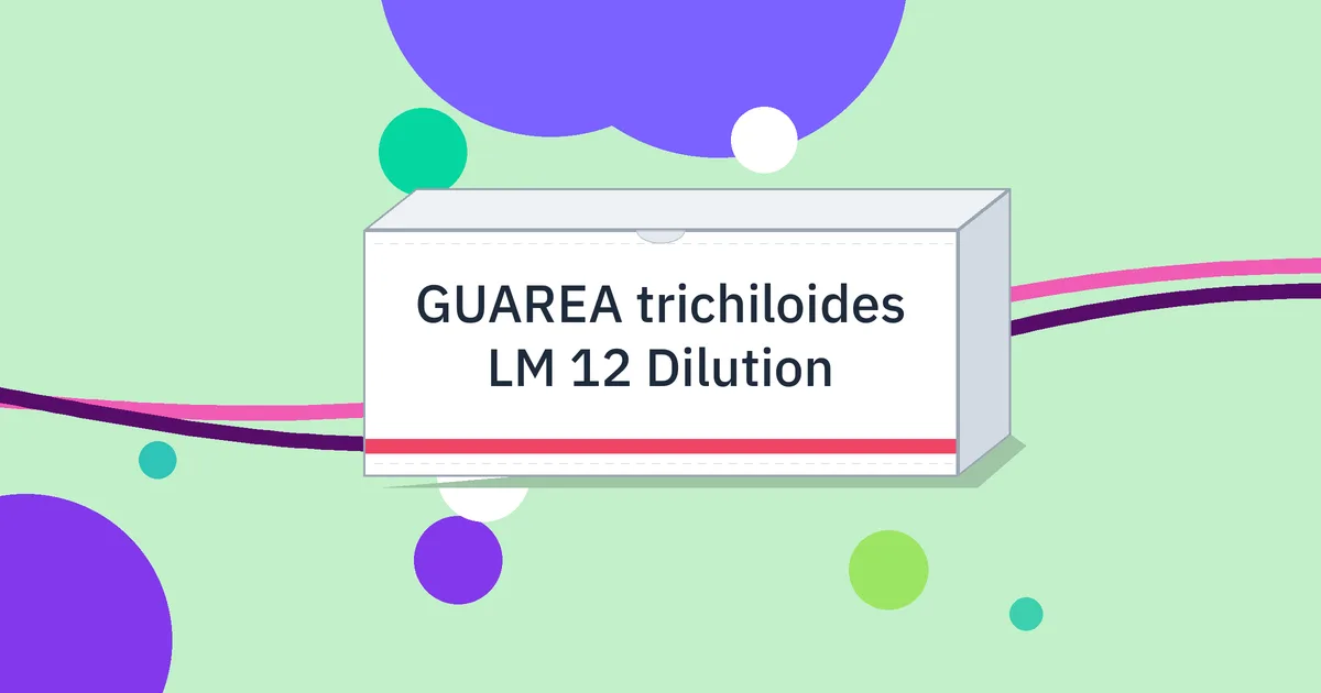 Symbolbild: Packung mit der Aufschrift GUAREA trichiloides LM 12 Dilution (PZN 13548403) – Verfügbarkeit und Bezug in Apotheken in Frankfurt am Main