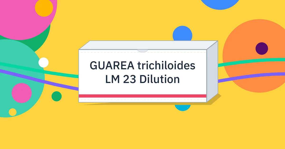 Symbolbild: Packung mit der Aufschrift GUAREA trichiloides LM 23 Dilution (PZN 13548538) – Verfügbarkeit und Bezug in Apotheken in Frankfurt am Main