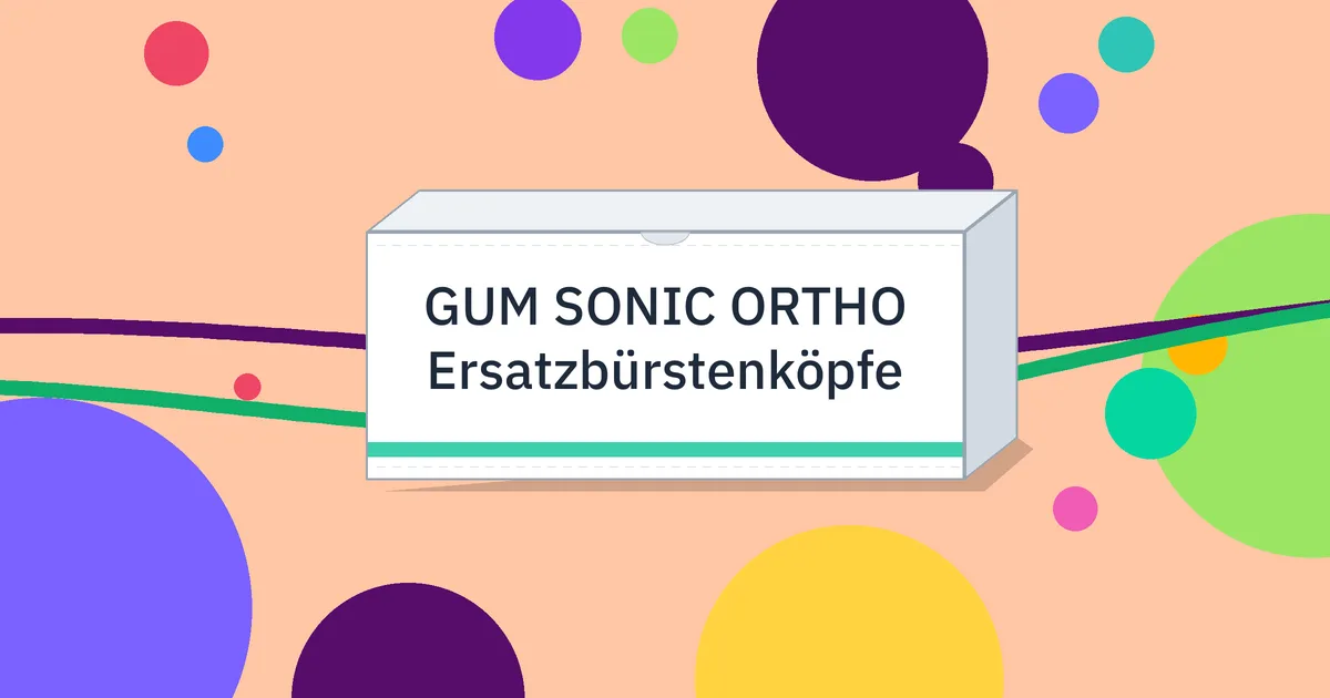 Symbolbild: Packung mit der Aufschrift GUM SONIC ORTHO Ersatzbürstenköpfe (PZN 19436421) – Verfügbarkeit und Bezug in Apotheken in Frankfurt am Main