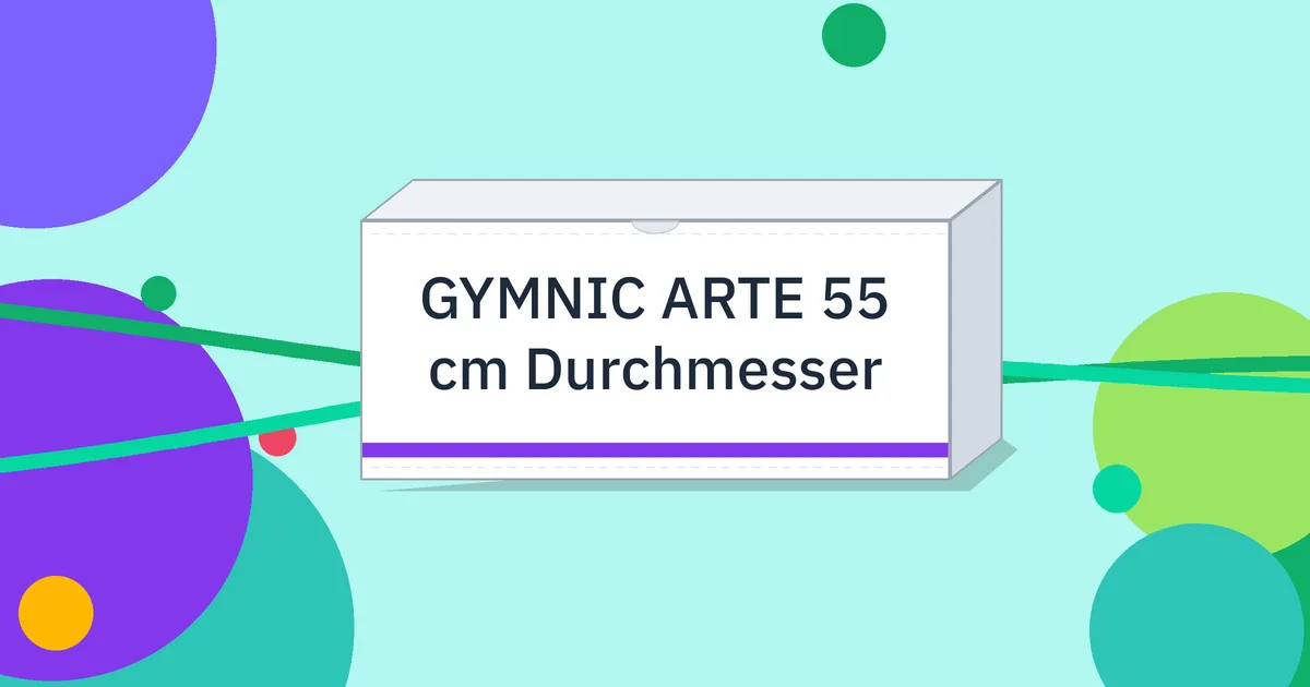 Symbolbild: Packung mit der Aufschrift GYMNIC ARTE 55 cm Durchmesser (PZN 01840015) – Verfügbarkeit und Bezug in Apotheken in Frankfurt am Main