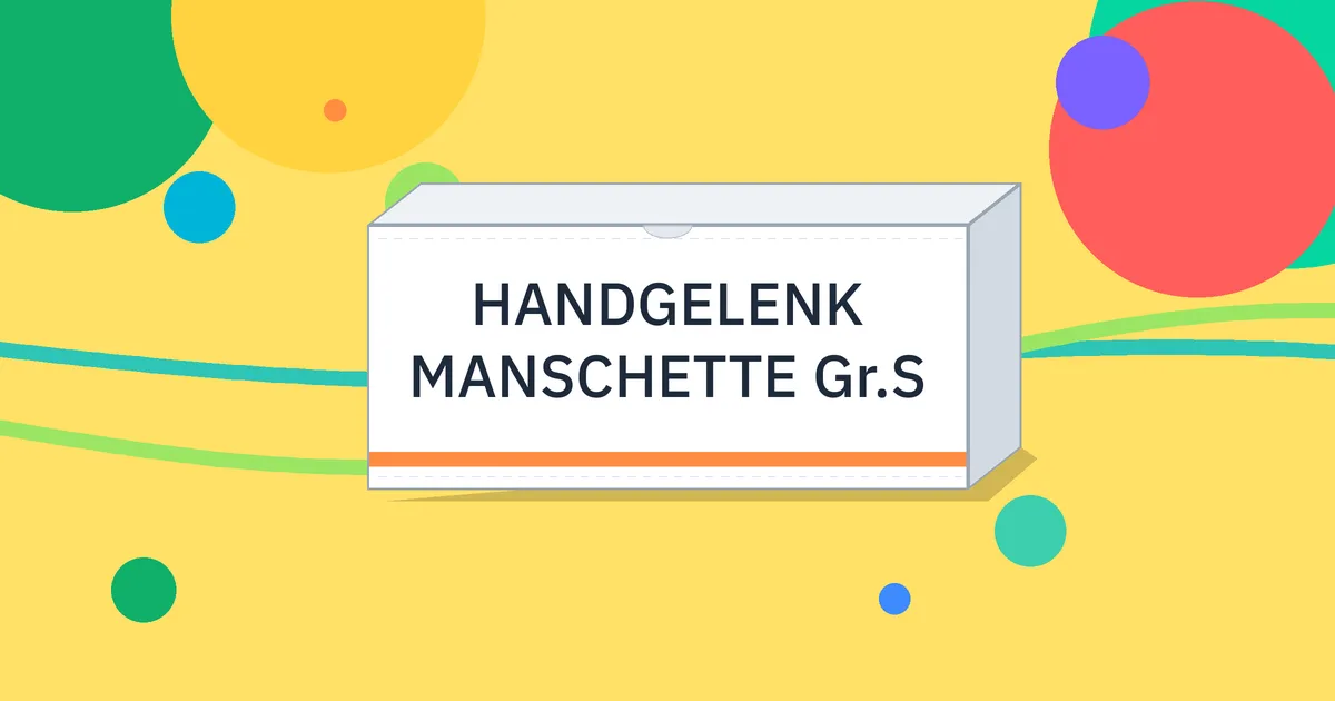 Symbolbild: Packung mit der Aufschrift HANDGELENK MANSCHETTE Gr.S (PZN 05548263) – Verfügbarkeit und Bezug in Apotheken in Frankfurt am Main