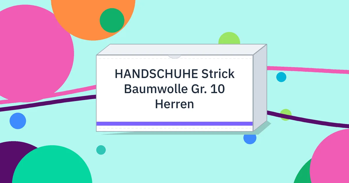 Symbolbild: Packung mit der Aufschrift HANDSCHUHE Strick Baumwolle Gr. 10 Herren (PZN 07345713) – Verfügbarkeit und Bezug in Apotheken in Frankfurt am Main