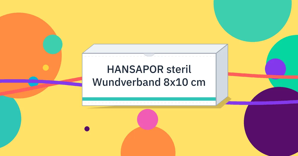 Symbolbild: Packung mit der Aufschrift HANSAPOR steril Wundverband 8x10 cm (PZN 13657569) – Verfügbarkeit und Bezug in Apotheken in Frankfurt am Main