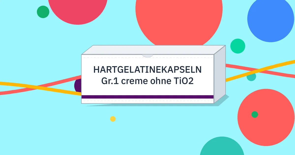 Symbolbild: Packung mit der Aufschrift HARTGELATINEKAPSELN Gr.1 creme ohne TiO2 (PZN 18770282) – Verfügbarkeit und Bezug in Apotheken in Frankfurt am Main