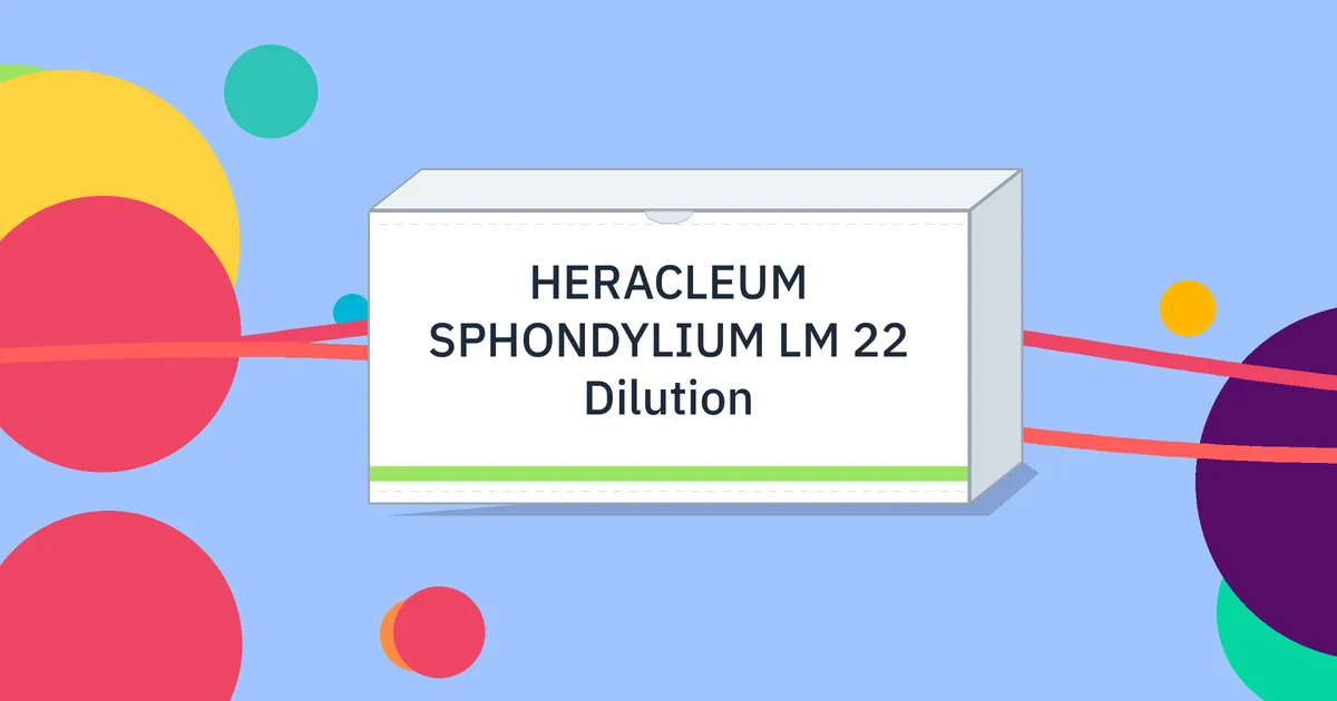 Symbolbild: Packung mit der Aufschrift HERACLEUM SPHONDYLIUM LM 22 Dilution (PZN 13552698) – Verfügbarkeit und Bezug in Apotheken in Frankfurt am Main