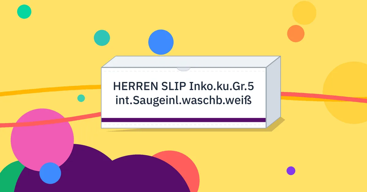 Symbolbild: Packung mit der Aufschrift HERREN SLIP Inko.ku.Gr.5 int.Saugeinl.waschb.weiß (PZN 17313708) – Verfügbarkeit und Bezug in Apotheken in Frankfurt am Main