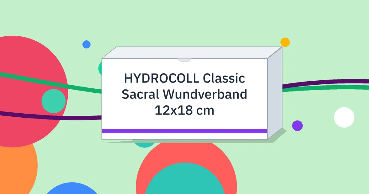Symbolbild: Packung mit der Aufschrift HYDROCOLL Classic Sacral Wundverband 12x18 cm (PZN 19413064) – Verfügbarkeit und Bezug in Apotheken in Frankfurt am Main