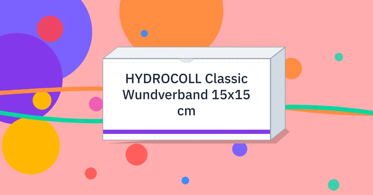 Symbolbild: Packung mit der Aufschrift HYDROCOLL Classic Wundverband 15x15 cm (PZN 19814277) – Verfügbarkeit und Bezug in Apotheken in Frankfurt am Main