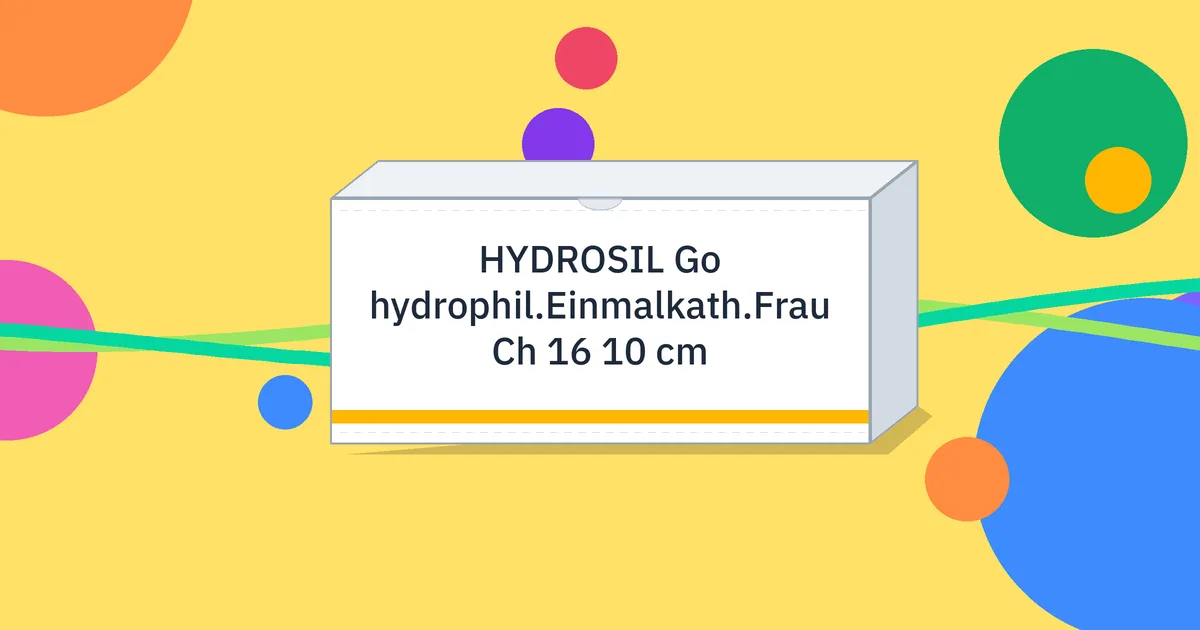 Symbolbild: Packung mit der Aufschrift HYDROSIL Go hydrophil.Einmalkath.Frau Ch 16 10 cm (PZN 11668681) – Verfügbarkeit und Bezug in Apotheken in Frankfurt am Main