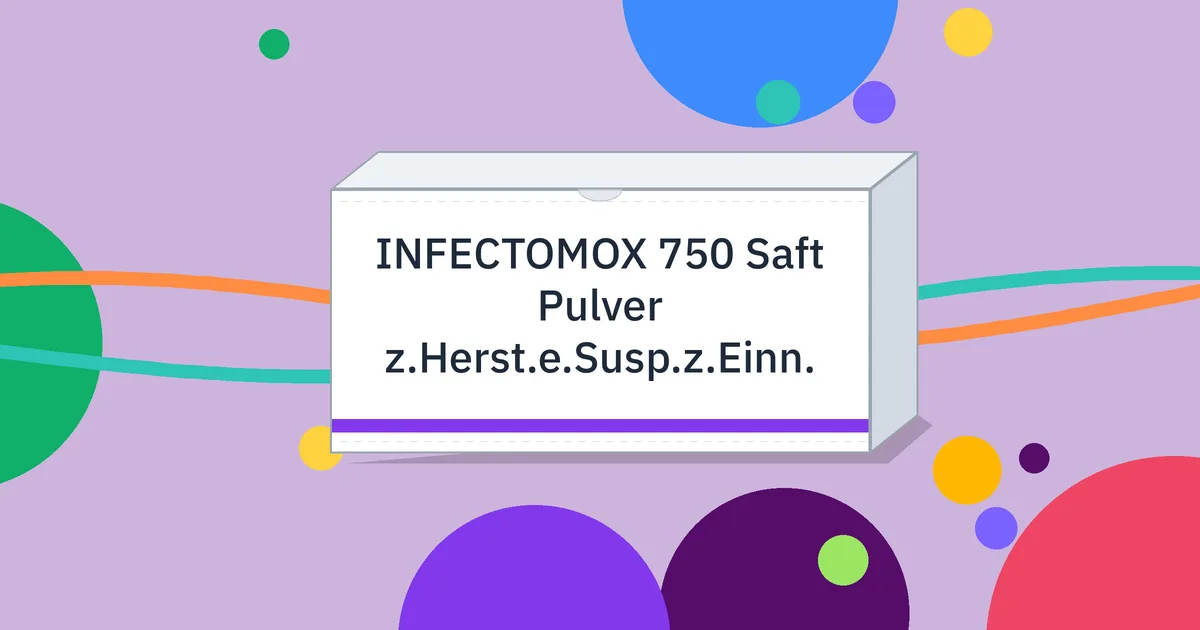 Symbolbild: Packung mit der Aufschrift INFECTOMOX 750 Saft Pulver z.Herst.e.Susp.z.Einn. (PZN 07574394) – Verfügbarkeit und Bezug in Apotheken in Frankfurt am Main